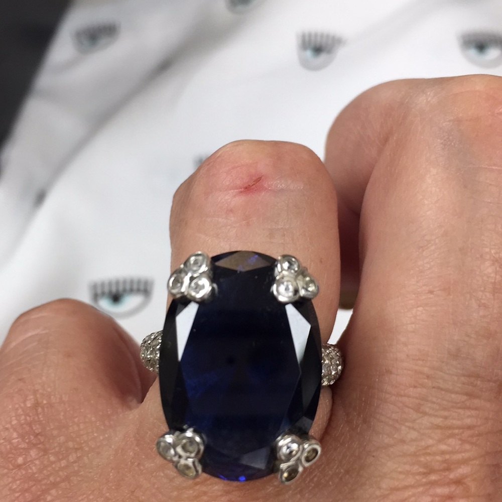 Judith Ripka Sophia Navy And White Sapphire Ring - Gem